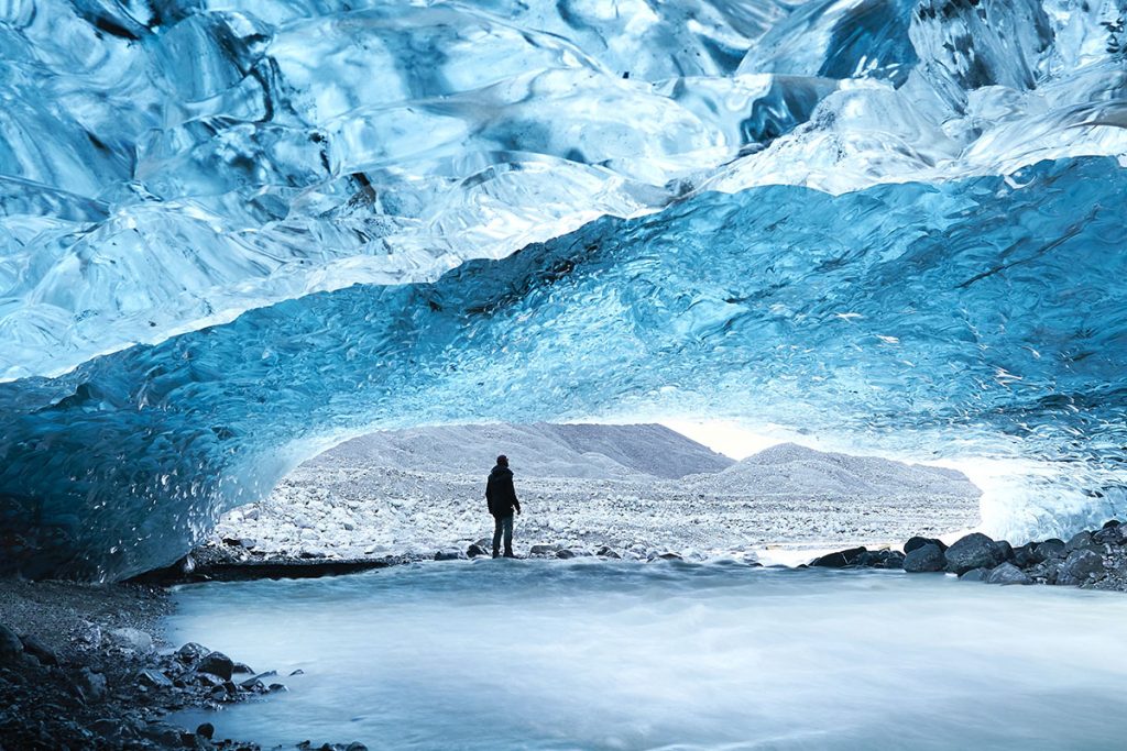 De Sólheimajökull gletsjer in Zuid IJsland
